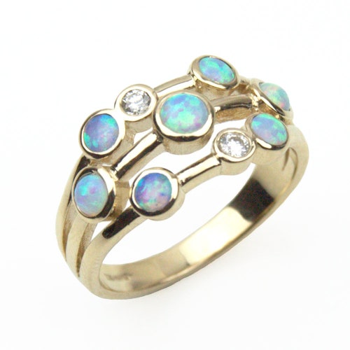 9ct Multi-colour Gold Raindrop Ring 1.11ct Diamond Unique - Etsy