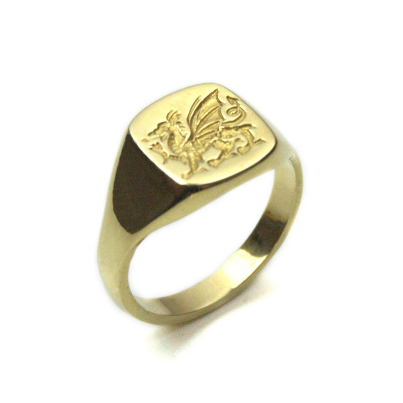 Signet Ring Gold Welsh Dragon - Etsy UK