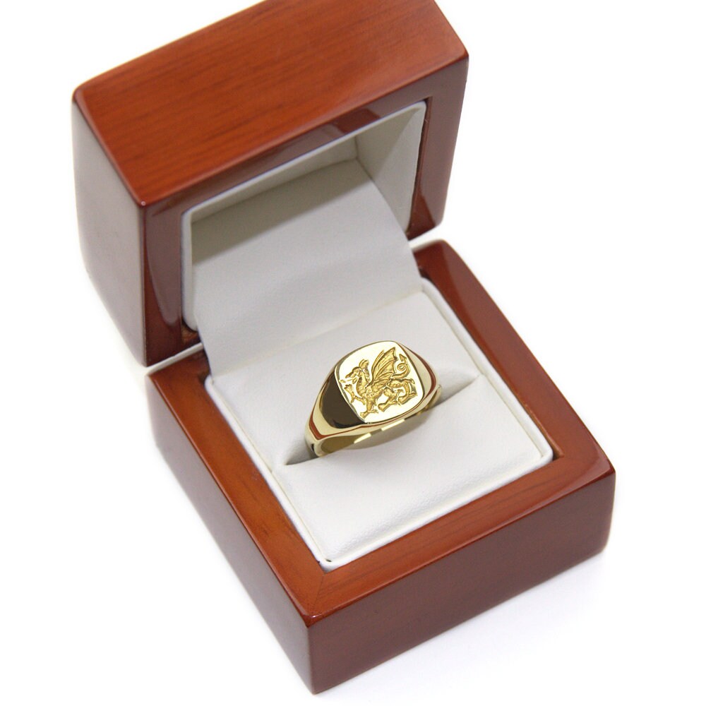 Signet Ring Gold Welsh Dragon - Etsy UK