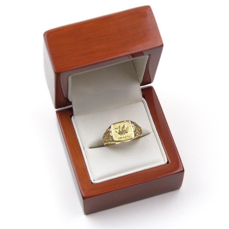 Signet Ring Gold Welsh Dragon and Prince of Wales - Etsy UK