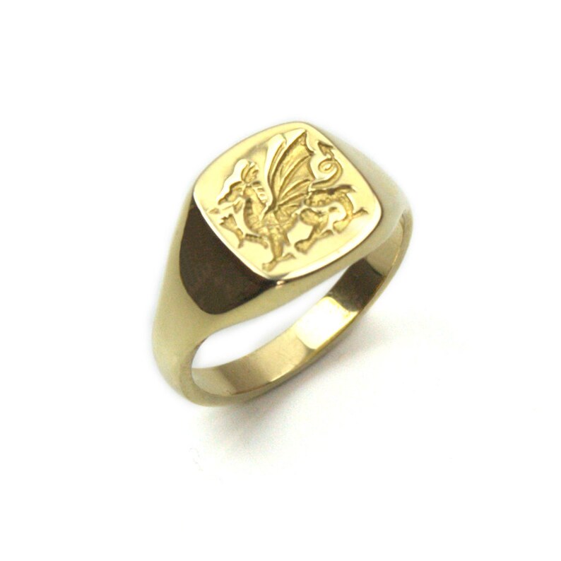 Signet Ring Gold Welsh Dragon - Etsy UK