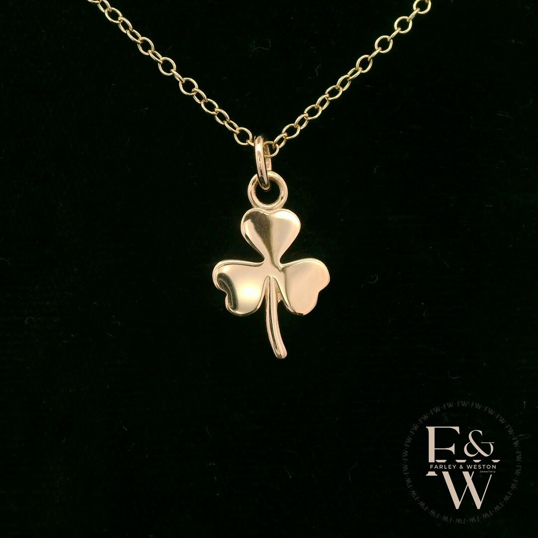 9ct Yellow Gold 3 Leaf Clover Pendant - Etsy
