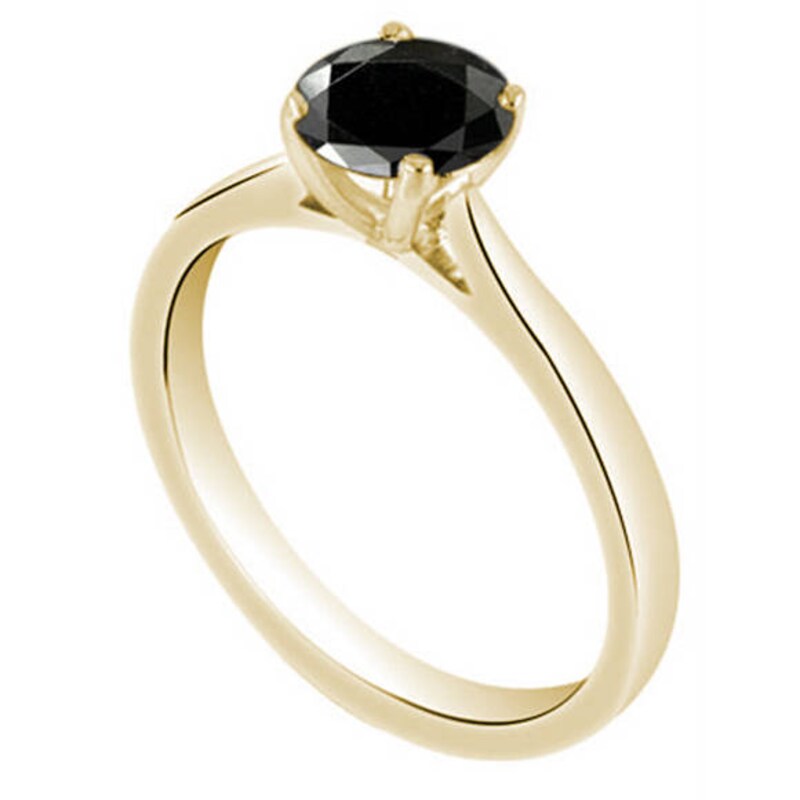 Black Solitaire Ring - Etsy