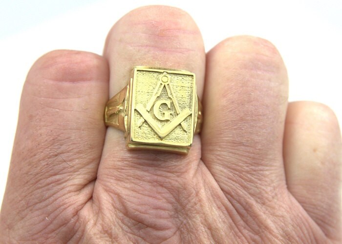 9ct Yellow Gold Masonic Freemason Ring Hand Crafted Over 11g - Etsy