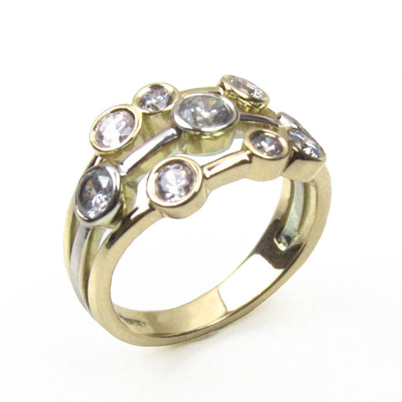 9ct Multi-colour Gold Raindrop Ring 1.11ct Diamond Unique - Etsy