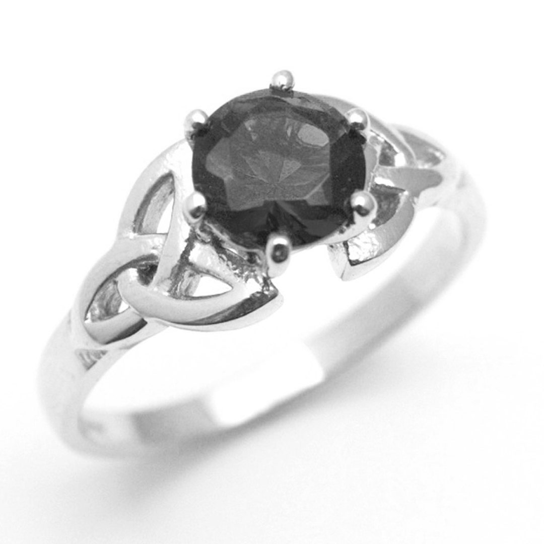 Trinity Knot Ring 1ct Black Diamond-unique Sterling Silver - Etsy