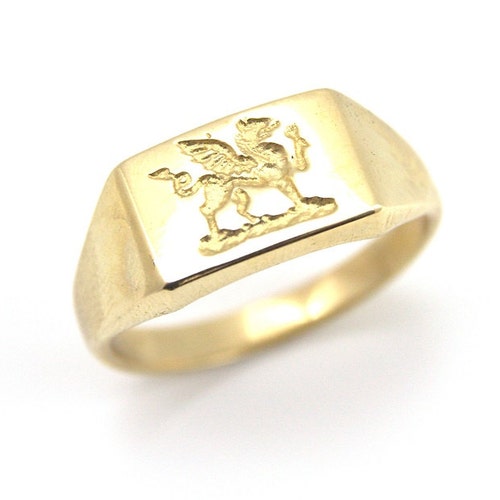 Signet Ring Gold Welsh Dragon | Etsy UK