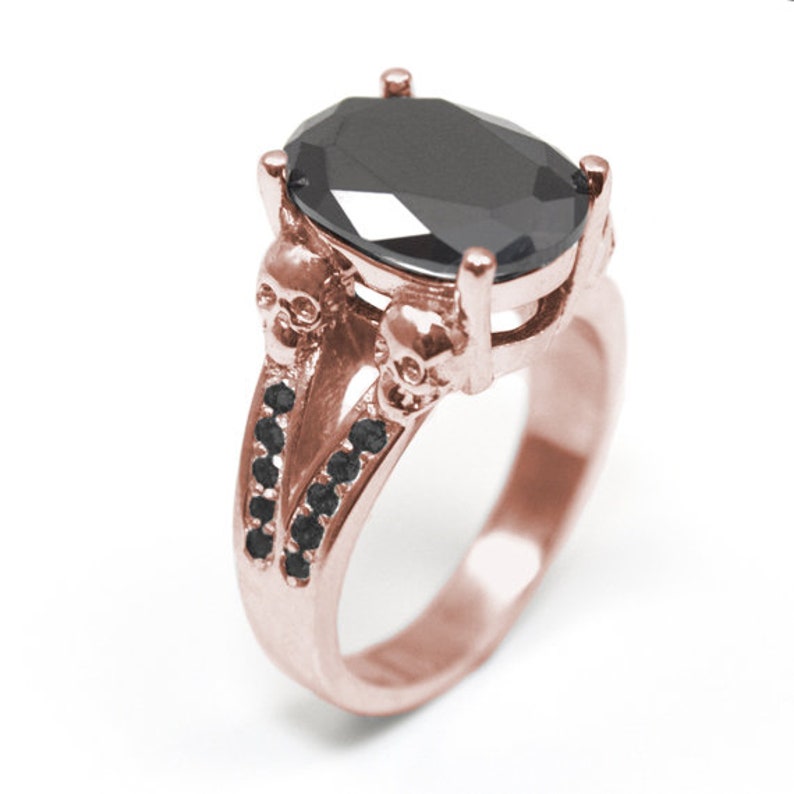 Four Head Skull Ring 7ct Black Diamond Unique Oval Cut Hand - Etsy