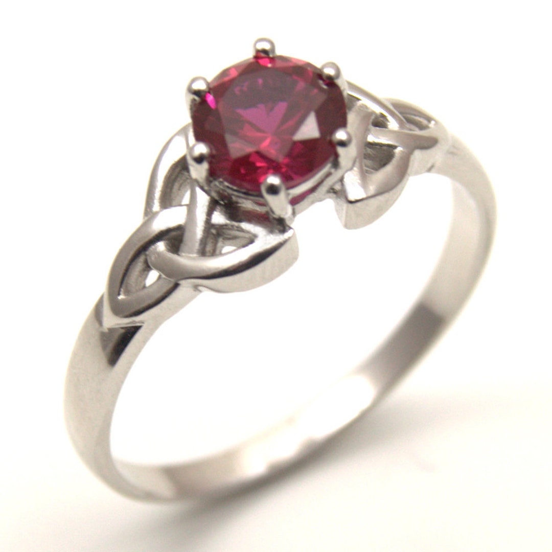 Trinity Knot Ring 1ct Ruby Sterling Silver Diamond Unique - Etsy UK