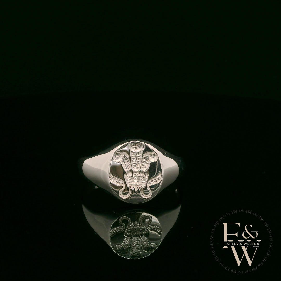 Sterling Silver Prince of Wales Feather Signet Ring - Etsy