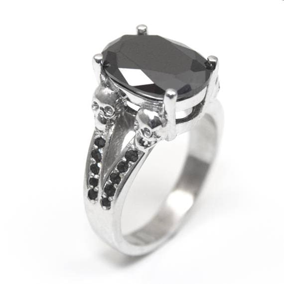 Four Head Skull Ring 7ct Black Diamond Unique Oval Cut Hand | Etsy