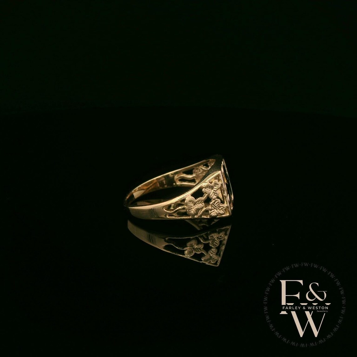 9ct Yellow Gold Three-leaf Clover Signet Ring - Etsy