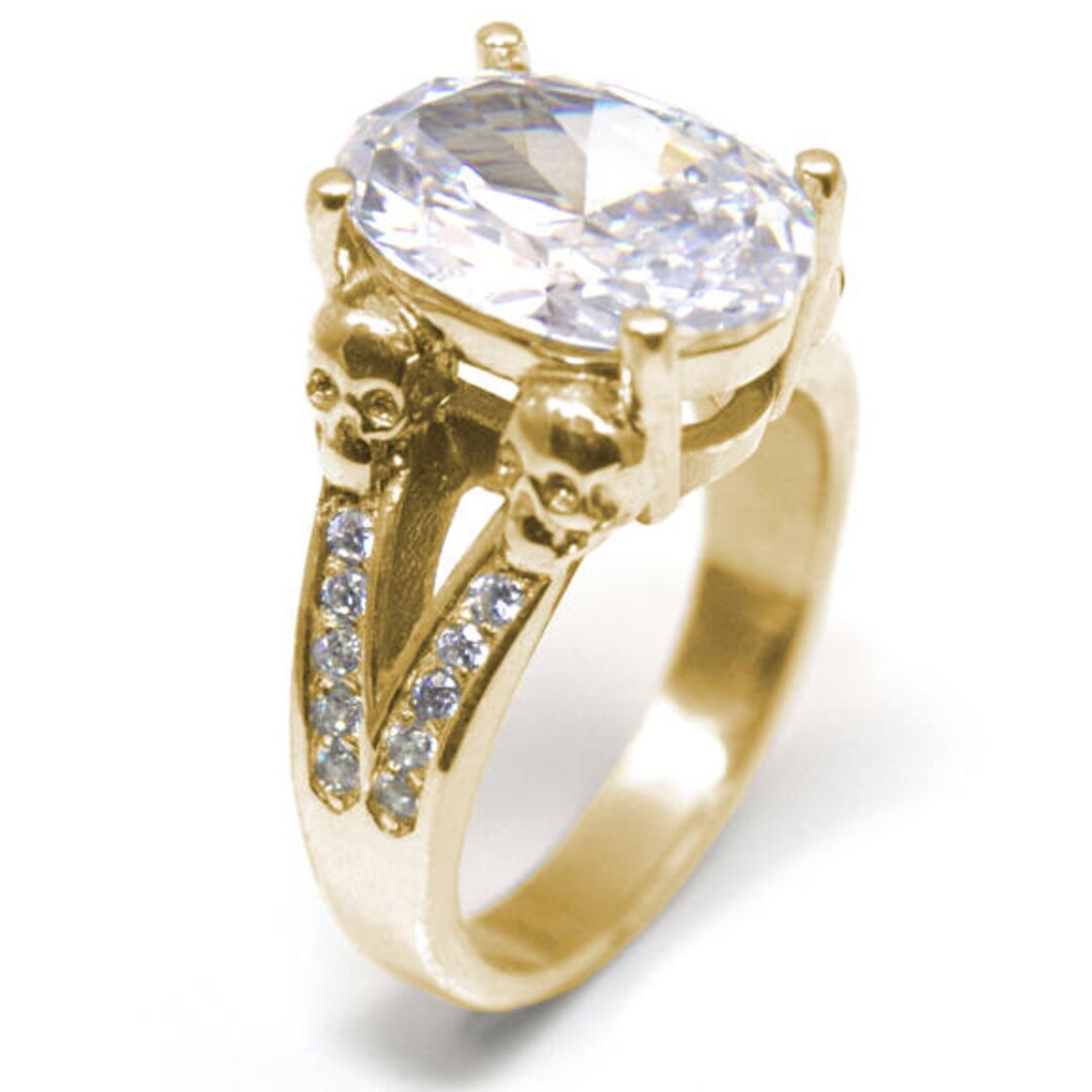 Four Head Skull Ring 7ct Diamond Unique Oval Cut Hand Crafted ...