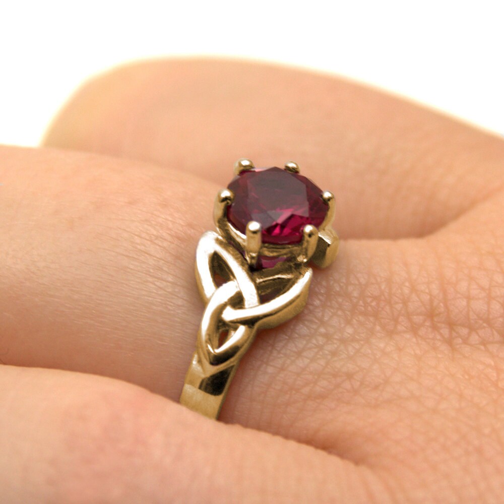 Trinity Knot Ring 1ct Ruby Diamond Unique 9ct Gold White and | Etsy