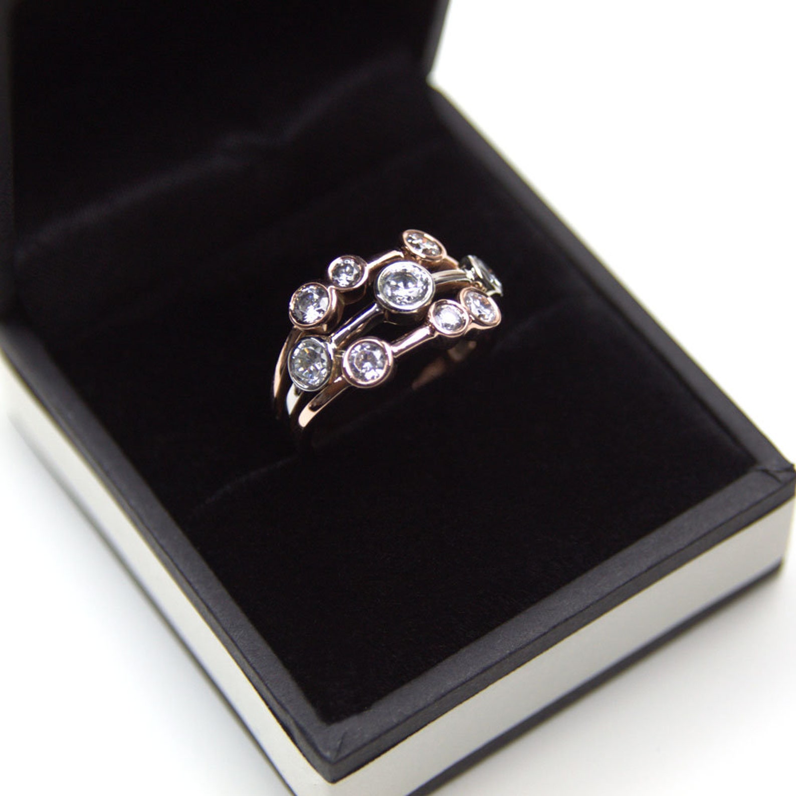 9ct Multi-colour Gold Raindrop Ring 1.11ct Diamond Unique - Etsy