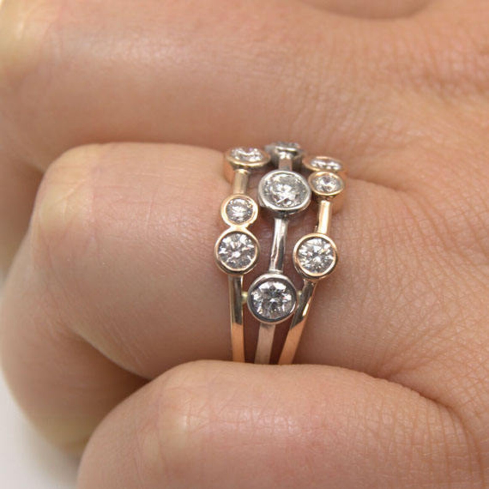 9ct Multi-colour Gold Raindrop Ring 1.11ct Diamond Unique - Etsy