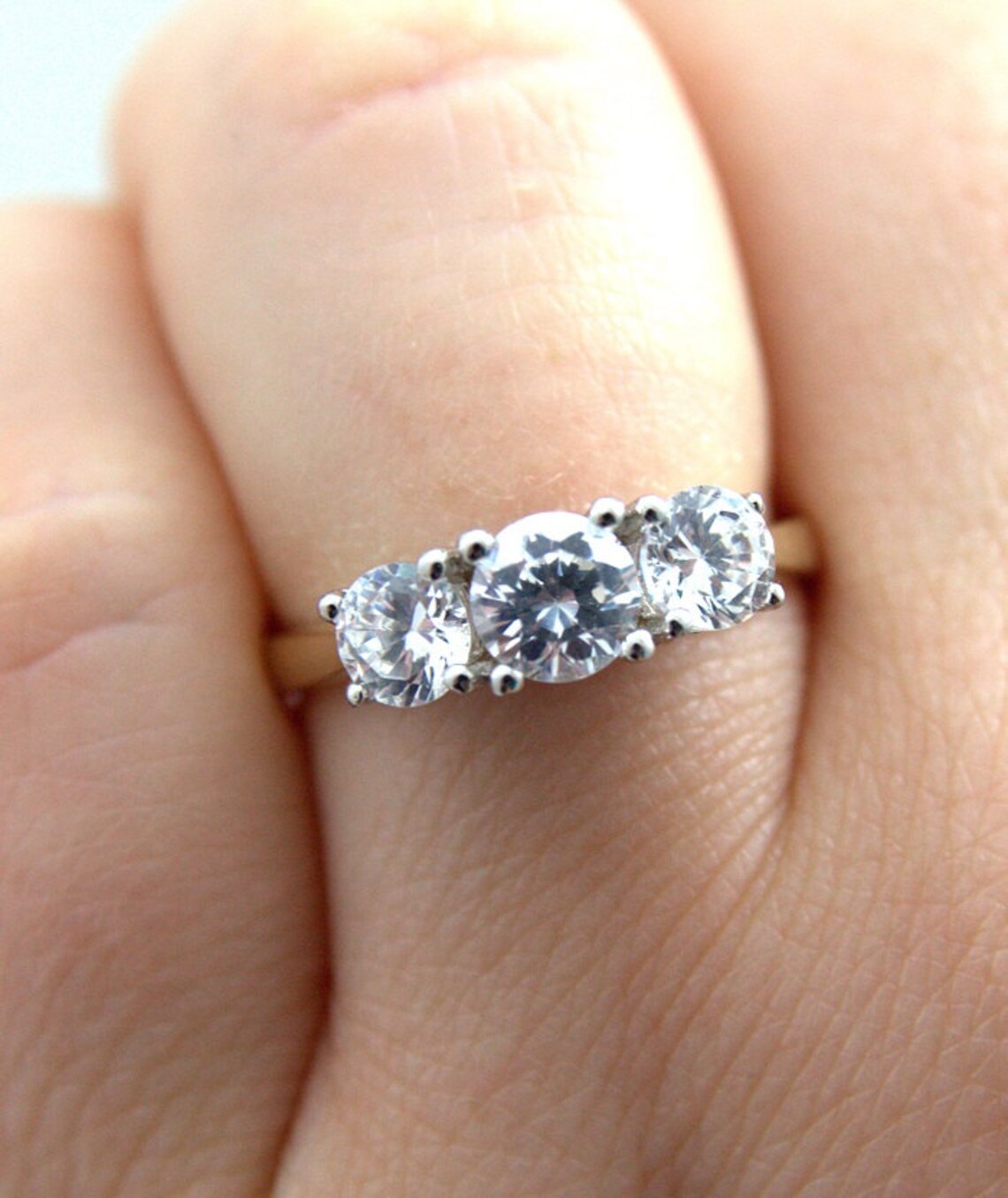 9ct Gold Trilogy Engagement Ring Diamond Unique 1.25ct | Etsy