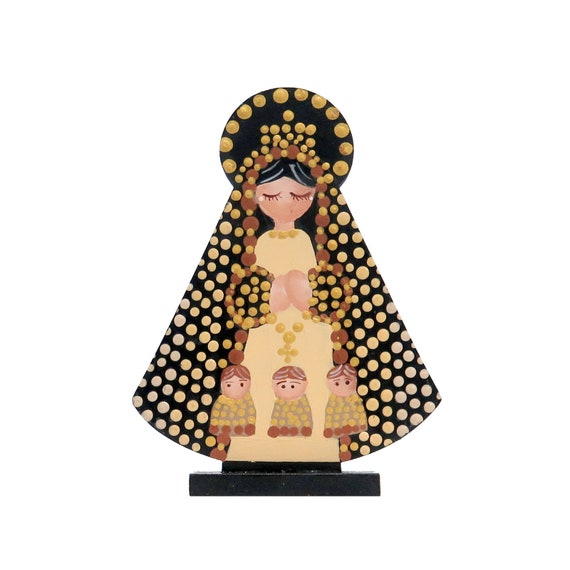 Set of 2 Small wooden ornament Our Lady of Fatima Virgen | Etsy