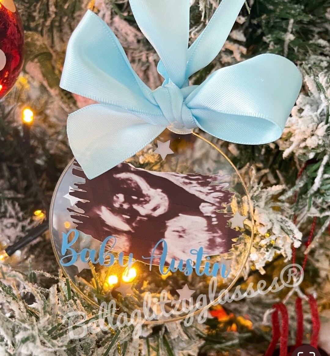 Personalised Baby Scan Photo Christmas Bauble, Personalised Baby Scan ...