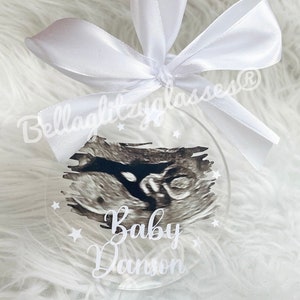 Personalised Baby Scan Photo Christmas Bauble, Personalised Baby Scan ...