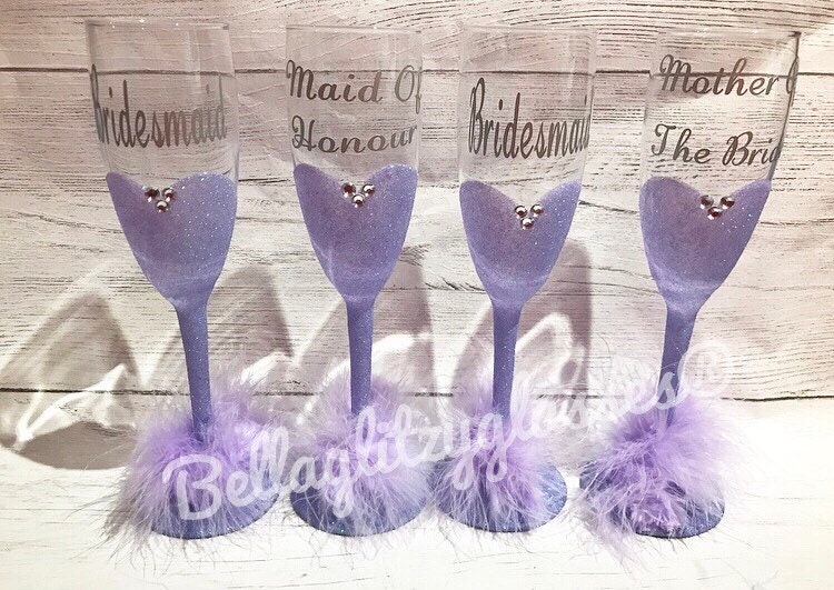 Wedding Personalised Glitter Glasses Champagne Flute Bride | Etsy UK