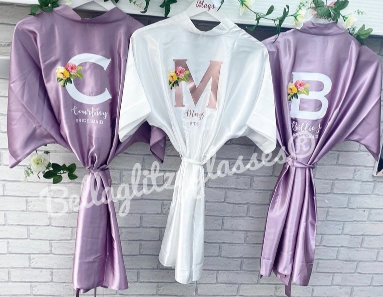 Personalised Floral Wedding Robes Personalised Bridesmaid | Etsy UK
