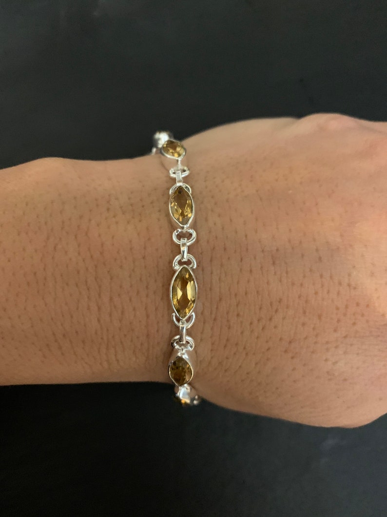 Faceted Citrine Sterling Silver Bracelet Citrine Bracelet - Etsy
