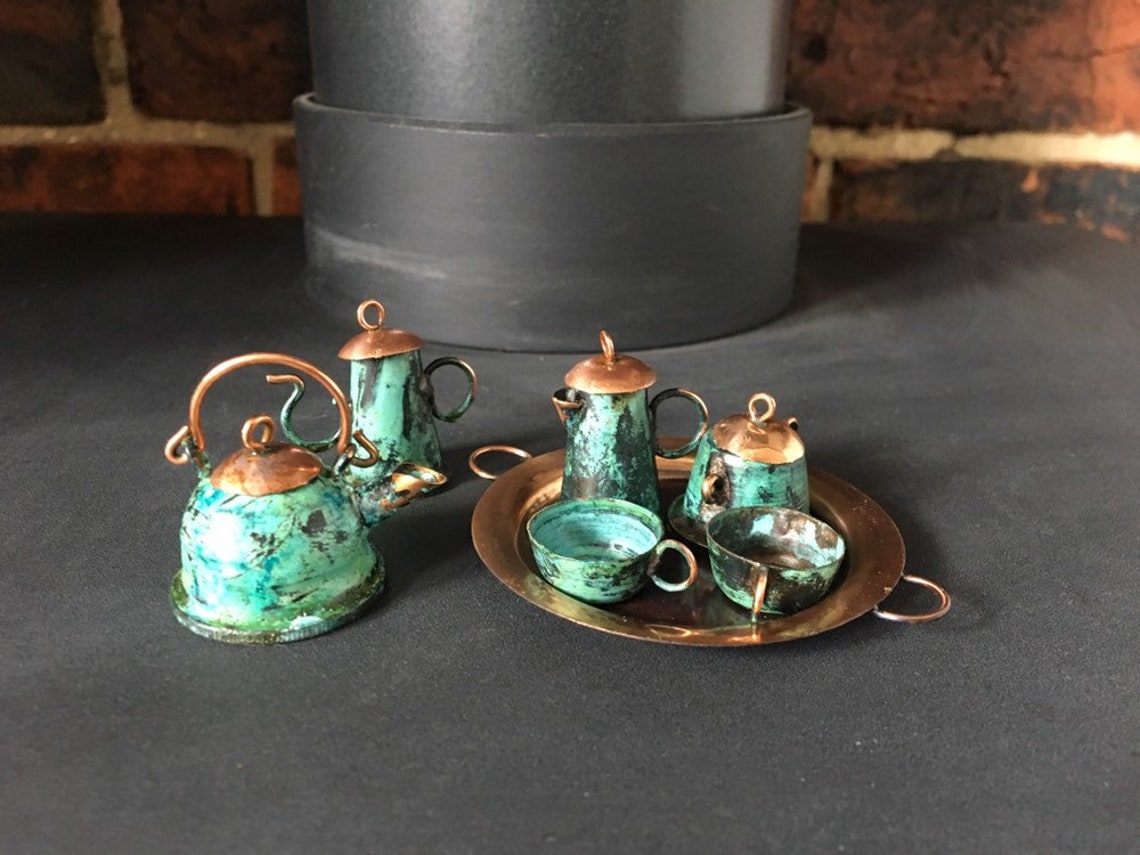 Minature Vintage Copper Tea Set. | Etsy