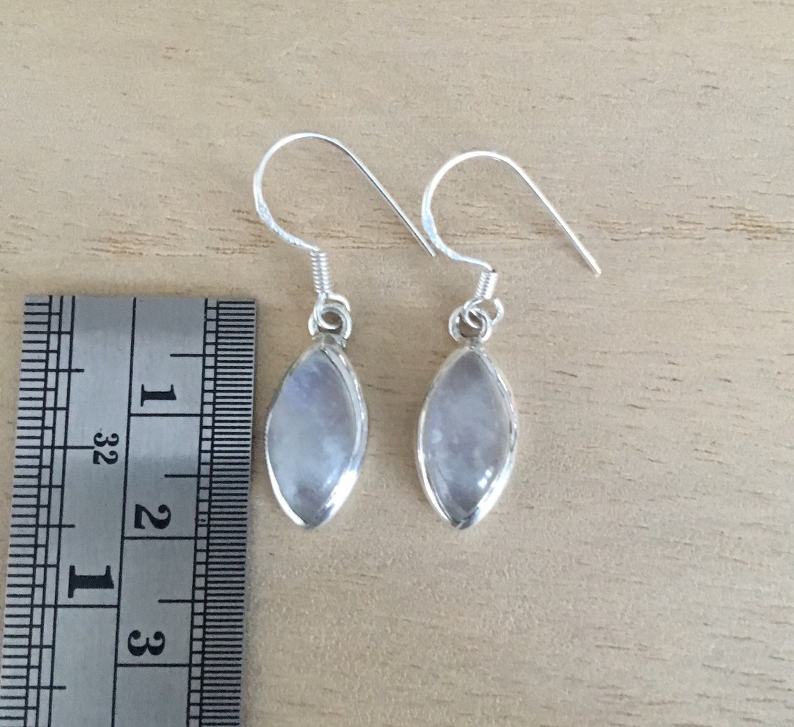 Almond Shape Moonstone Silver Earrings, Dangle Moonstone Silver ...