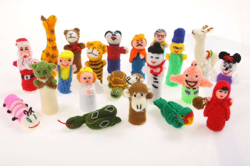 5 Hand Knitted Finger Puppets Puppets Stocking Fillers | Etsy