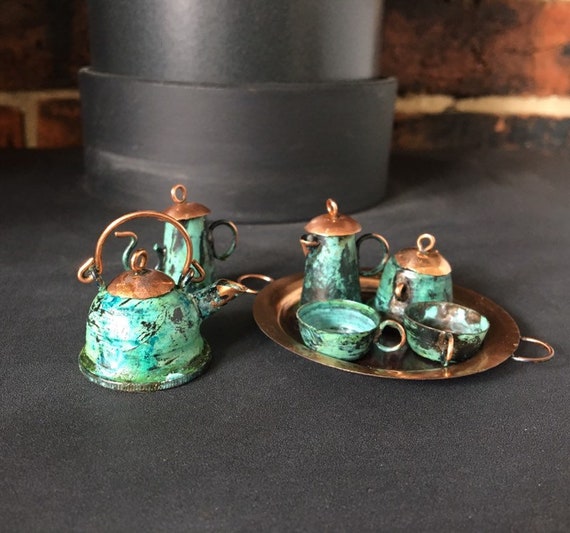 Minature Vintage Copper Tea Set. | Etsy