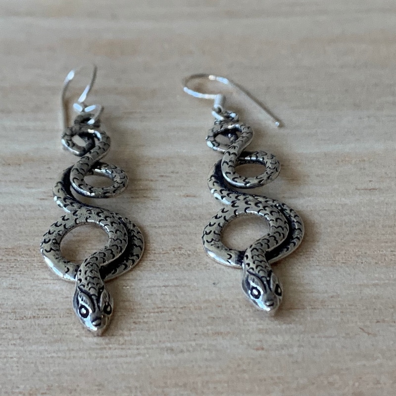 Silver Snake Earrings - Etsy