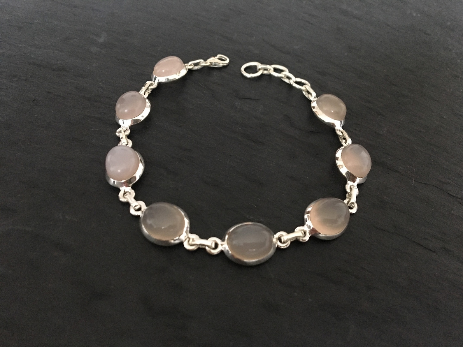 Rose Quartz Sterling Silver Bracelet Rose Quartz Bracelet - Etsy UK