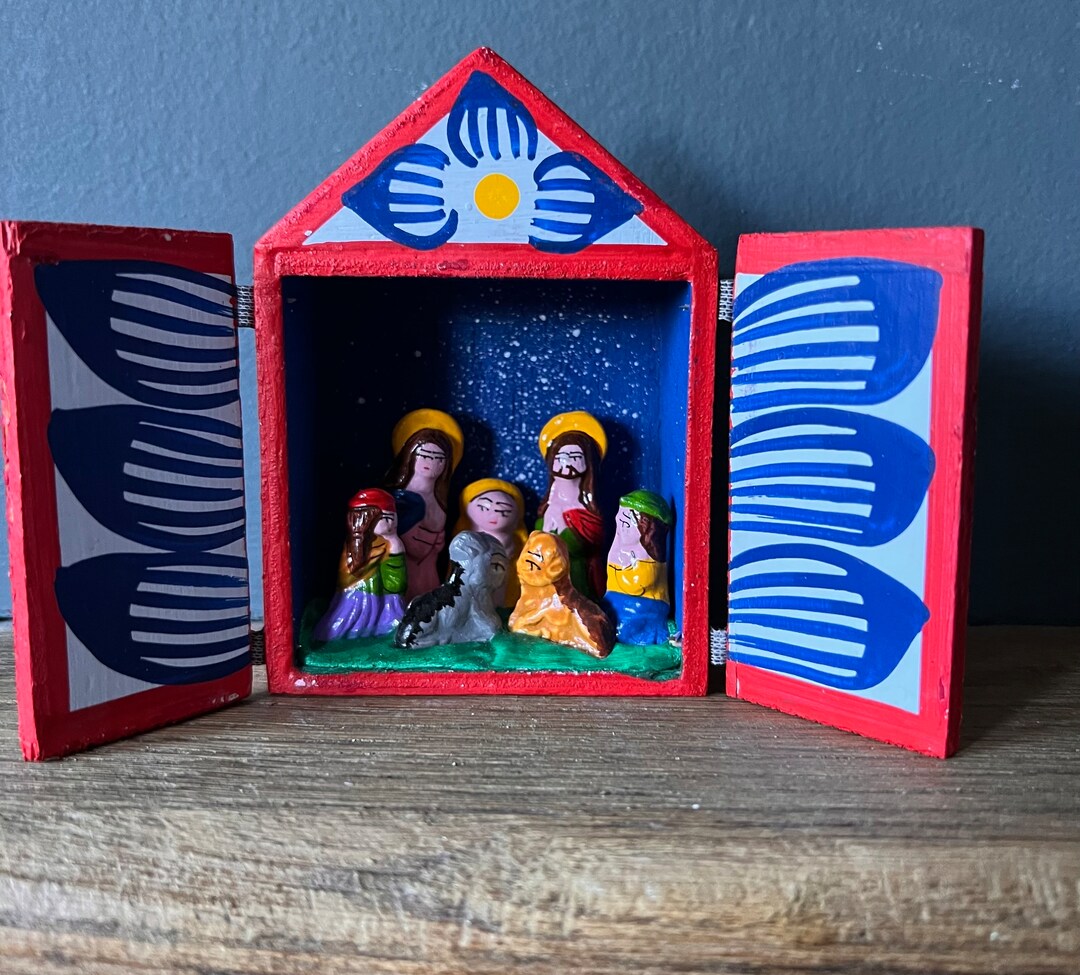 Miniature Nativity Scene, Nativity Set, Miniature Nativity , Retablos ...