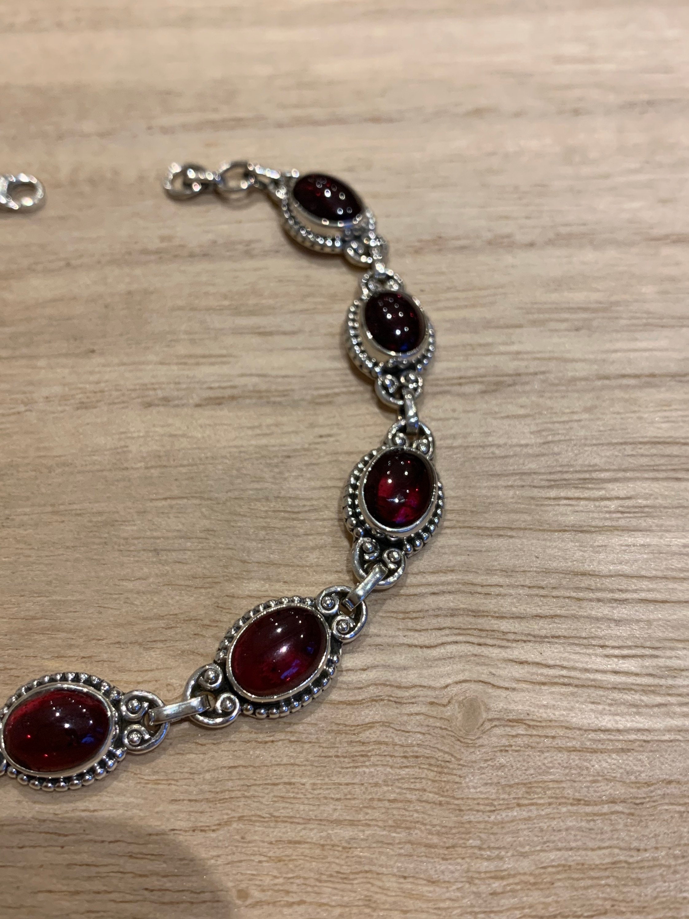 Garnet Sterling Silver Bracelet Garnet Bracelet Chain Garnet - Etsy