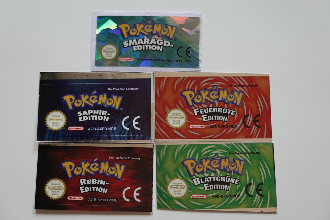 Pokemon Replacement Stickers - German -smaragd,saphir,rubin,blattgrune ...