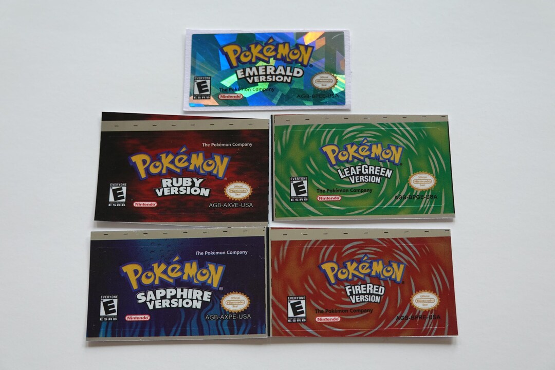 Pokemon Premium Replacement Stickers GBA - English - Emerald, Sapphire ...