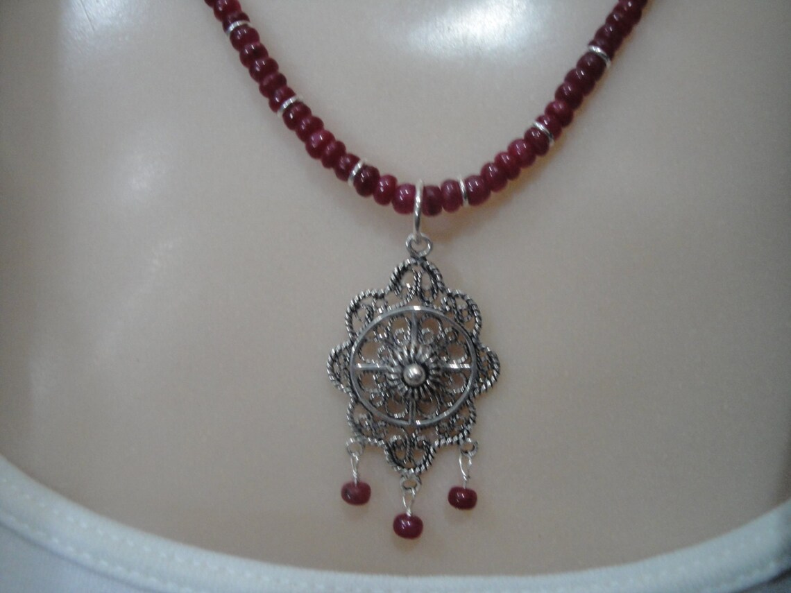 Adjustable bright red Ruby gemstone necklace with sterling | Etsy