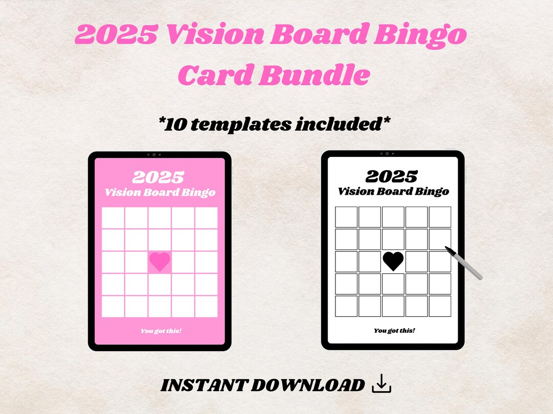 2025 Vision Board Bingo Card Bundle - Etsy