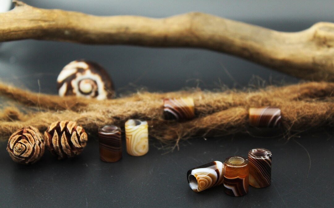 2 Gemstone Dreadbeads | Natural Agate Beads for Dreadlocks | Dread ...