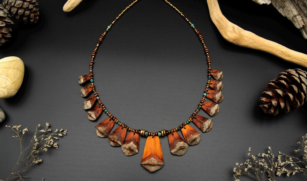 Forest Jewelry Necklace | Pine Scale Necklace With Gemstones | Natural ...