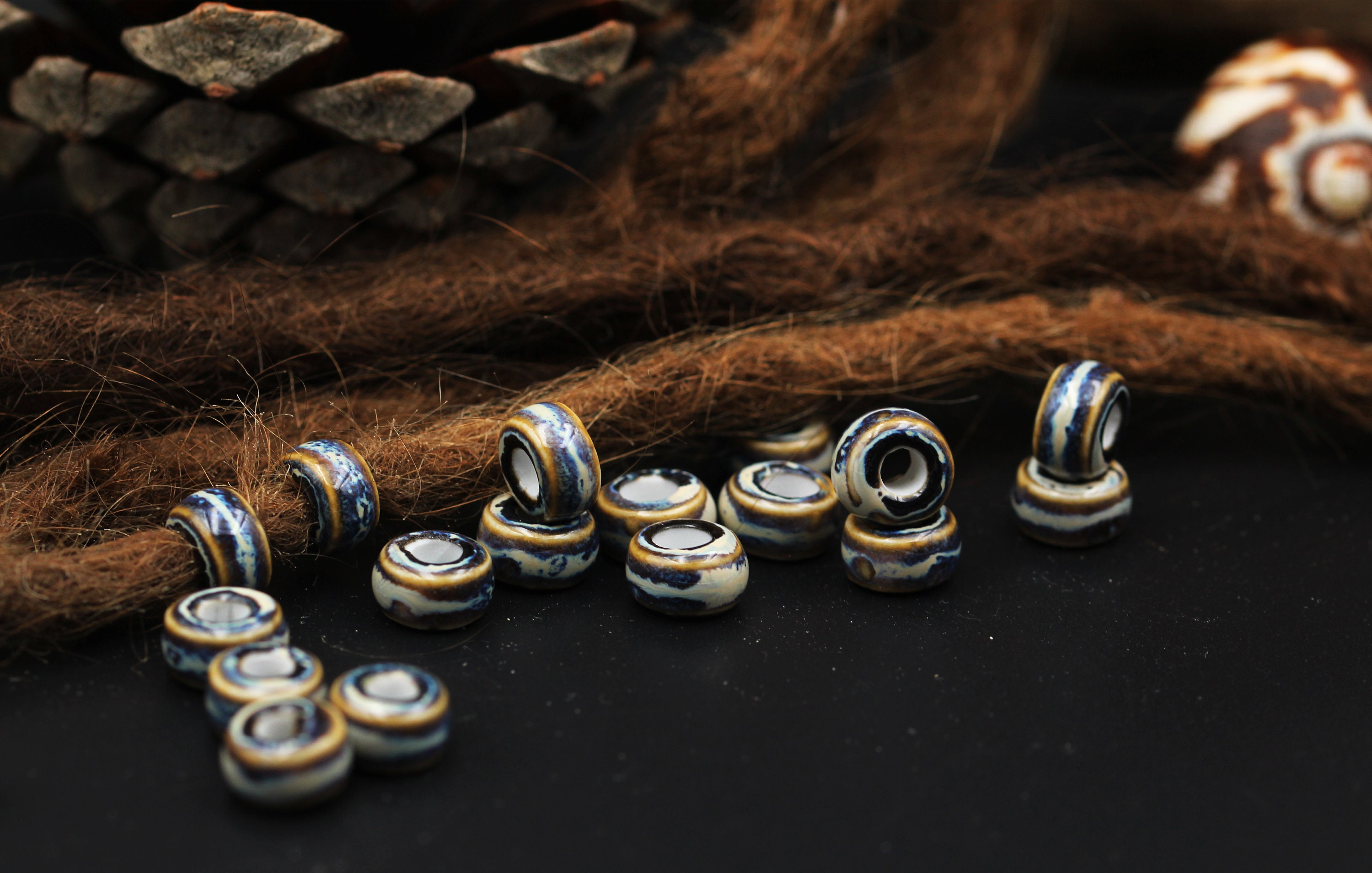 Ceramic Dread Beads | Dread Jewelry | 3 Pieces | Ceramic Beads for ...