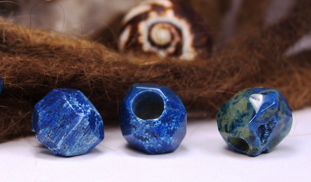 2 Pieces Dreadlock Beads | Blue Coral Jade | Dreadbead | Dread Jewelry ...