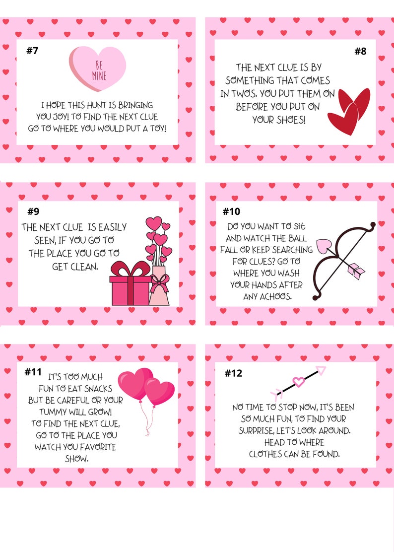 Valentine's Day Scavenger Hunt, Valentine Game, Fun at Home, Pink & Red ...