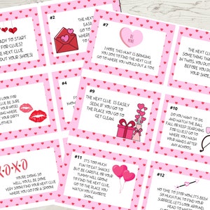 Valentine's Day Scavenger Hunt, Valentine Game, Fun at Home, Pink & Red ...