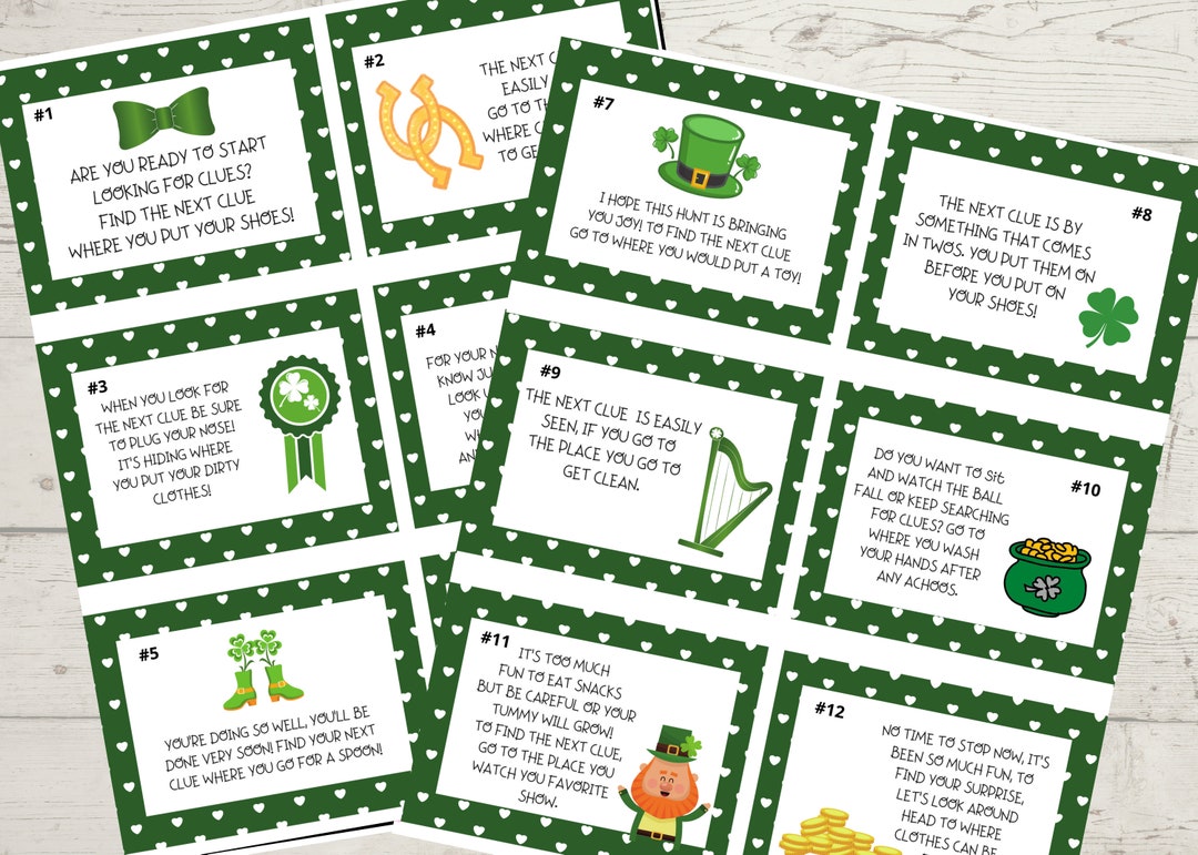 St Patrick's Day Scavenger Hunt, St Patty's Game, Fun at Home, Green ...