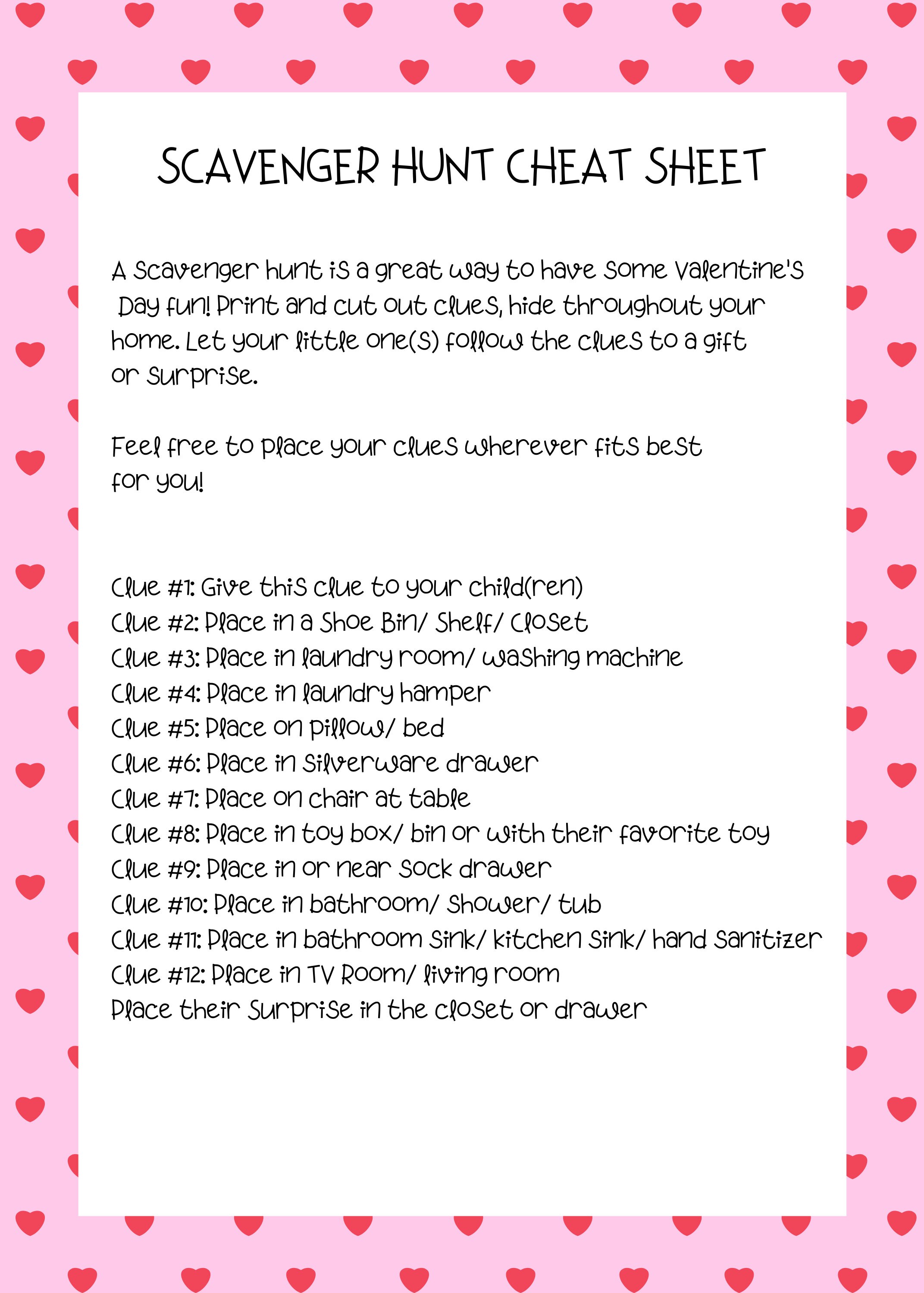 Valentine's Day Scavenger Hunt Valentine Game Fun at - Etsy