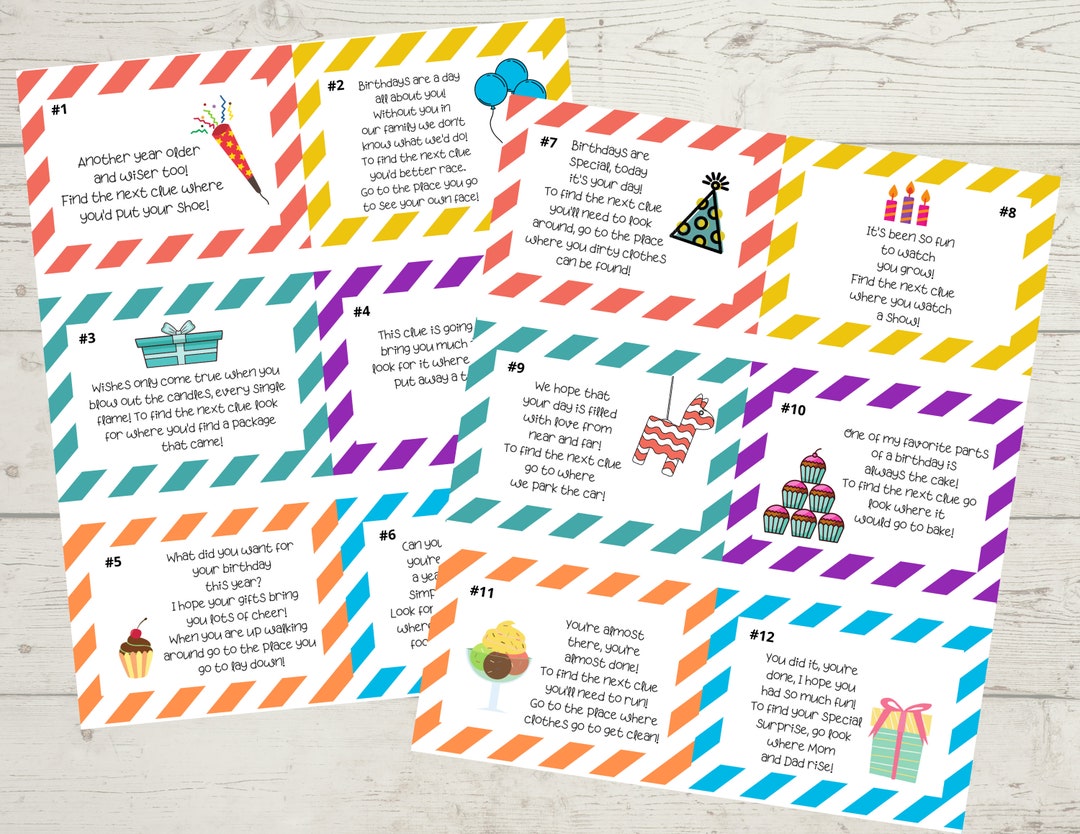 Kids Birthday Scavenger Hunt, Birthday Party Game, Fun at Home ...