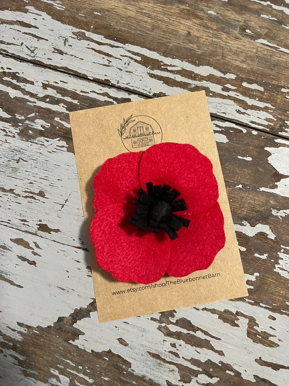Handmade Red Poppy Pin Veterans Day Broach Veteran Hat Pin Etsy