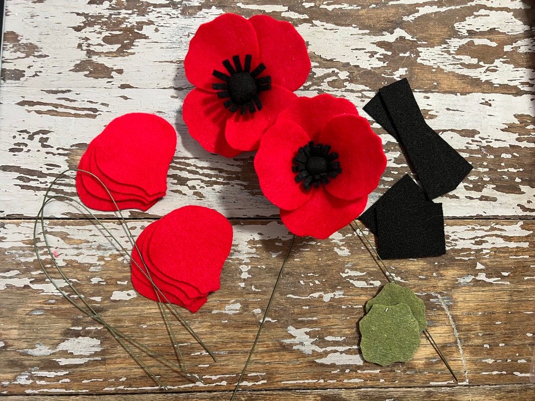 Red Poppy Stem Craft Kit Veterans Day Spring Tablescapes - Etsy